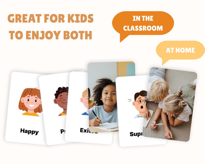 EMOTIONS Learning Flashcards for Kids: Feelings Toddler Montessori ...