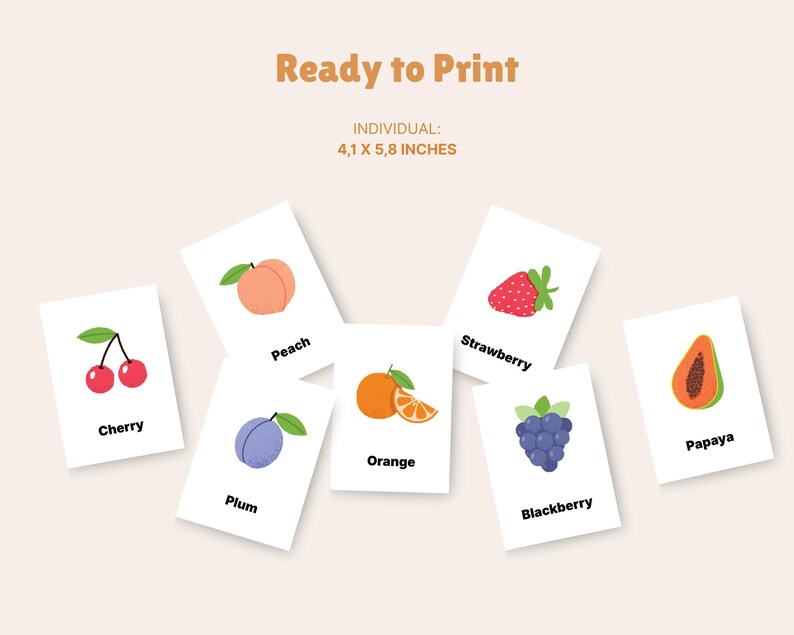FRUITS Learning Flashcards for Kids: 26 Toddler Preschool Educational ...