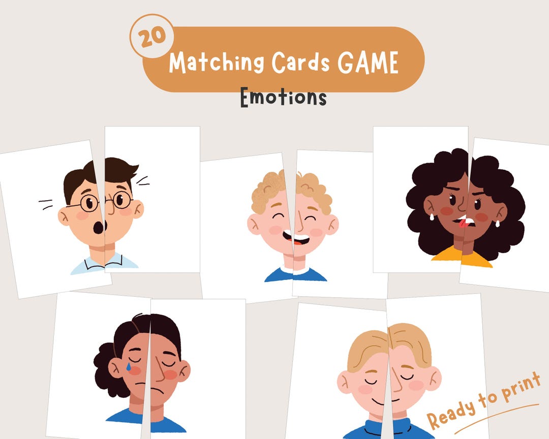 Find a Pair Emotions Puzzles: Printable Emotion Matching Cards ...