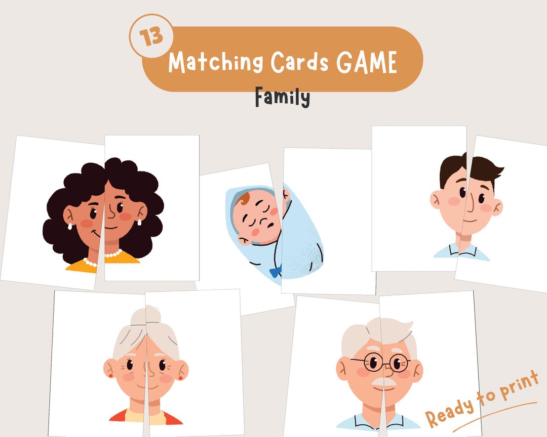 Family Puzzles, Matching Cards: Symmetry, Montessori Activity, Toddler ...