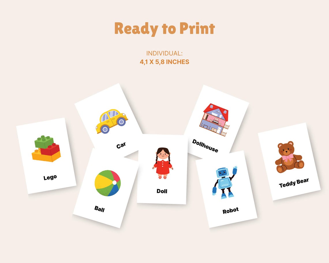 Toys Flashcards: Toddler Preschool Educational Cards (digital Download ...