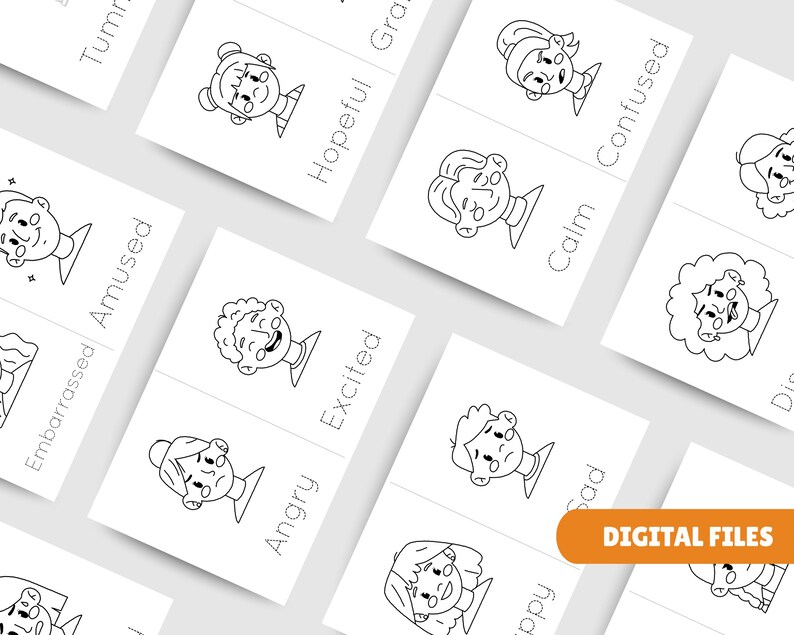 Emotions Coloring Pages: Feelings Faces Learning Activity (digital ...