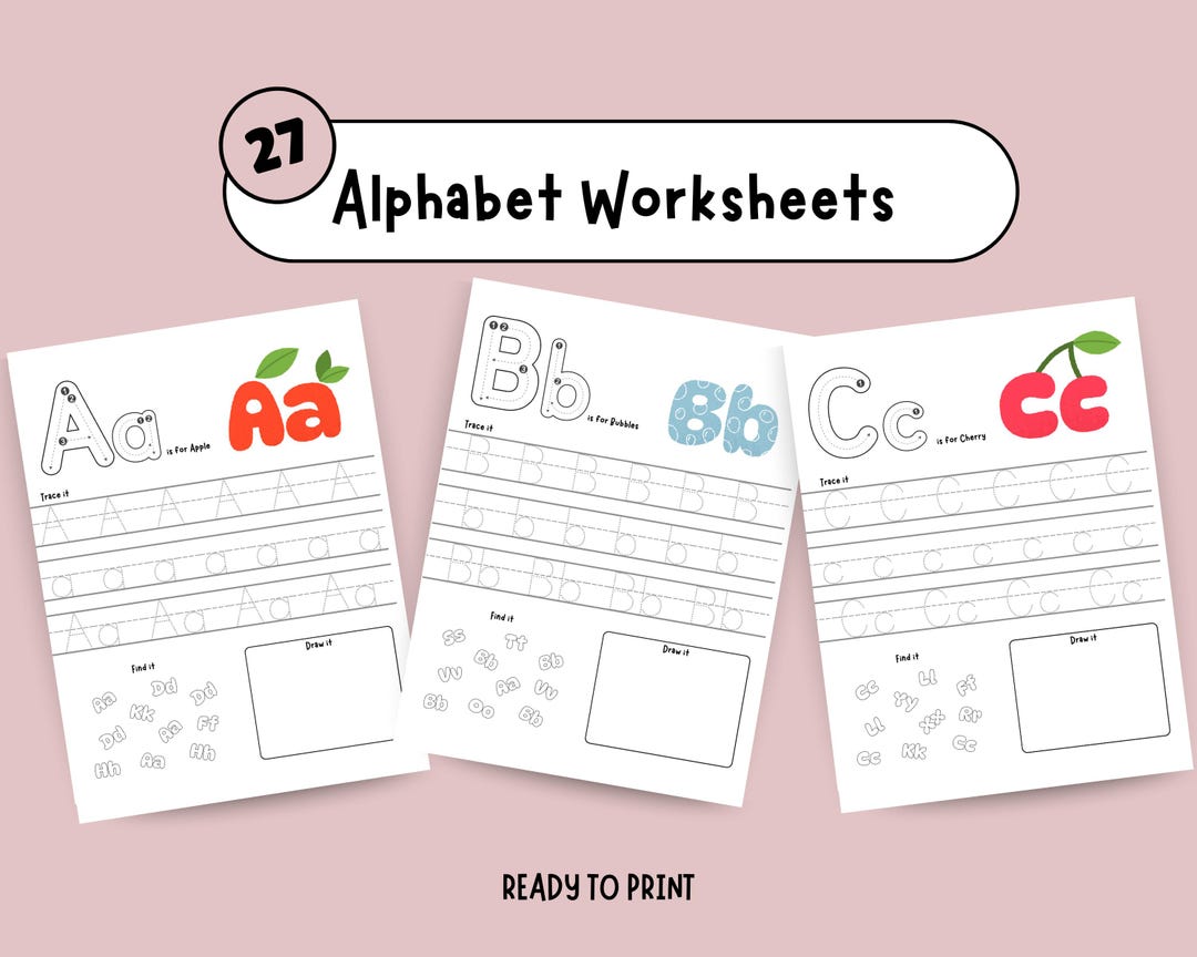 Printable Alphabet Worksheets: A-Z Letters Writing and Tracing Printables, Handwriting ABC ...