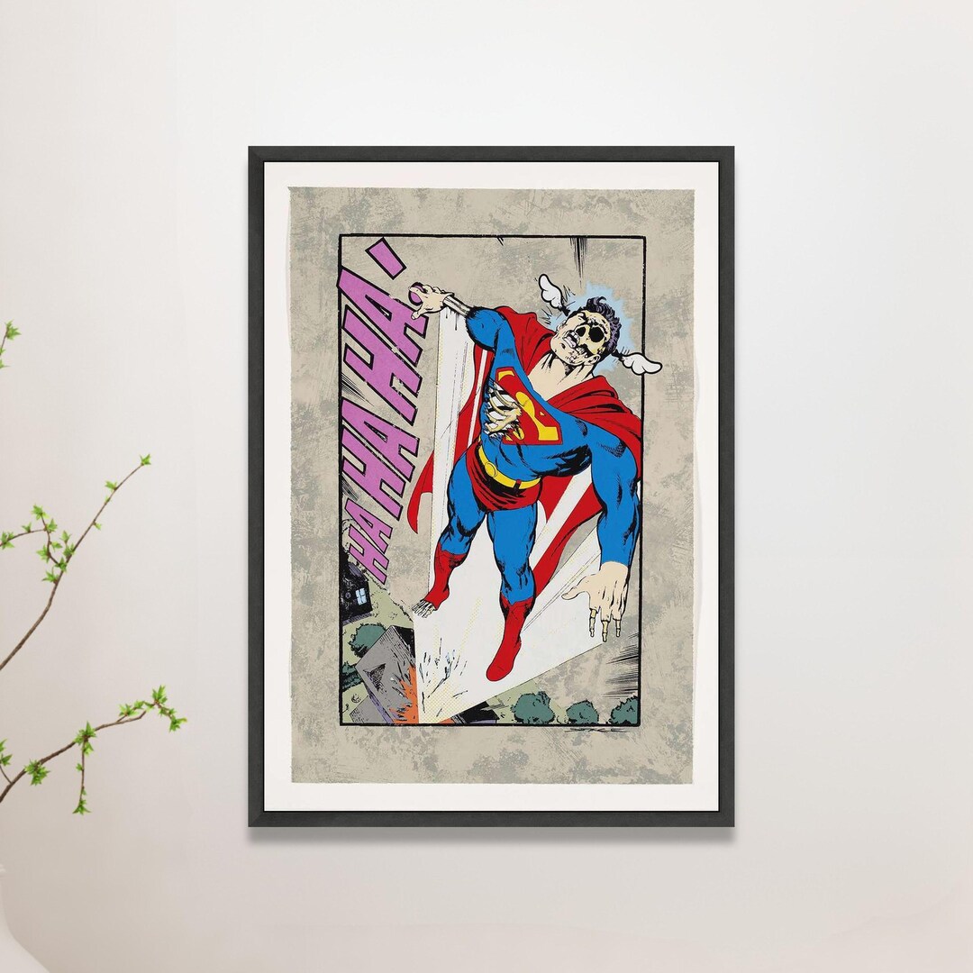 Retro Zombie Superman Comic Canvas, Dark Pop Art Wall Decor, Vintage ...