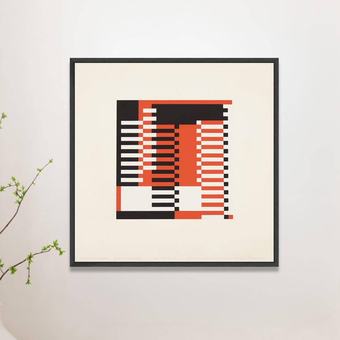 Modern Geometric Abstract Canvas, Red Black Blocks Wall Art, Minimalist ...