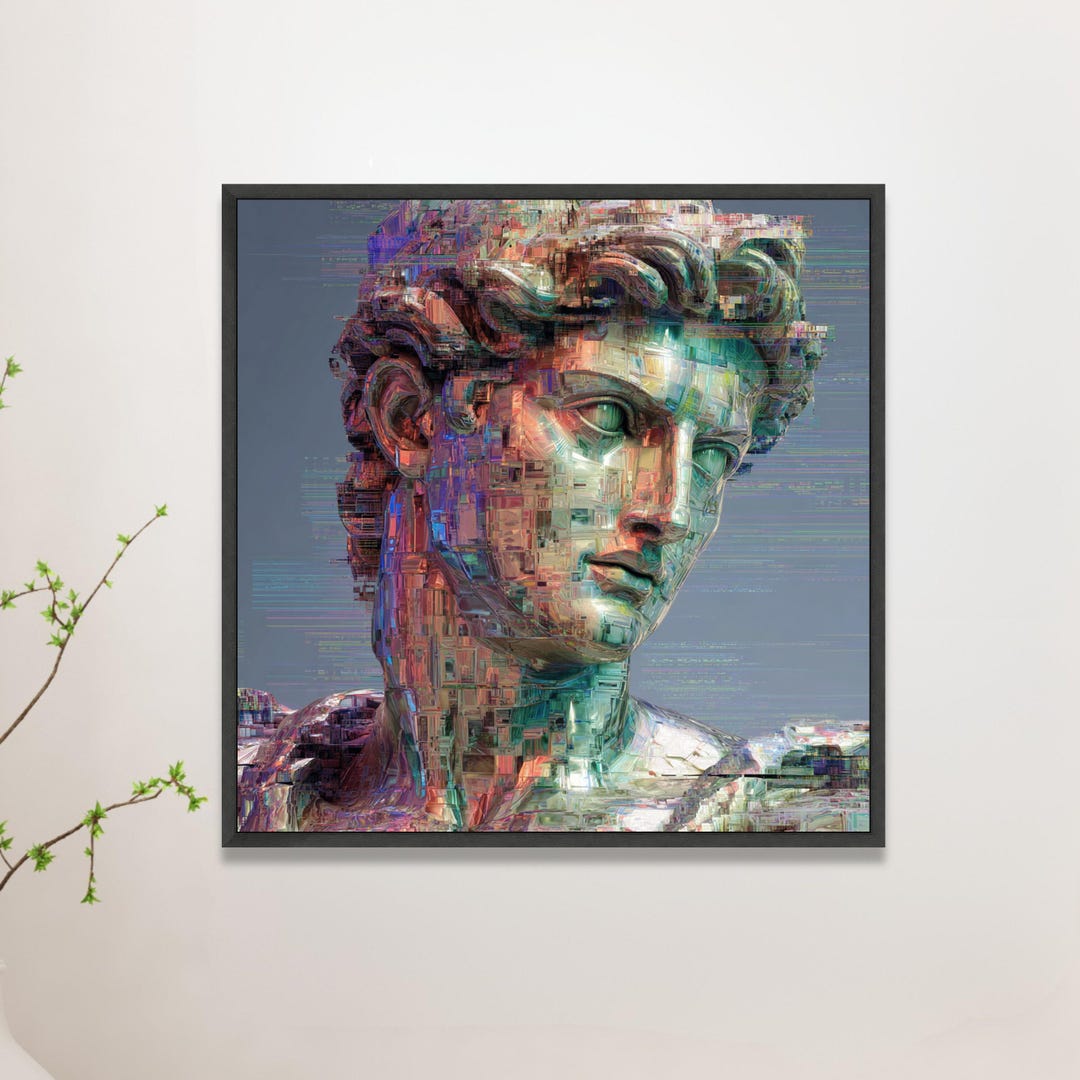 Futuristic David Statue Canvas, Abstract Mosaic Art, Modern Home Decor ...