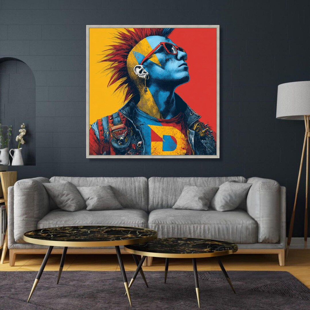 Bold Punk Rocker Portrait Canvas, Colorful Pop Art Print - Etsy