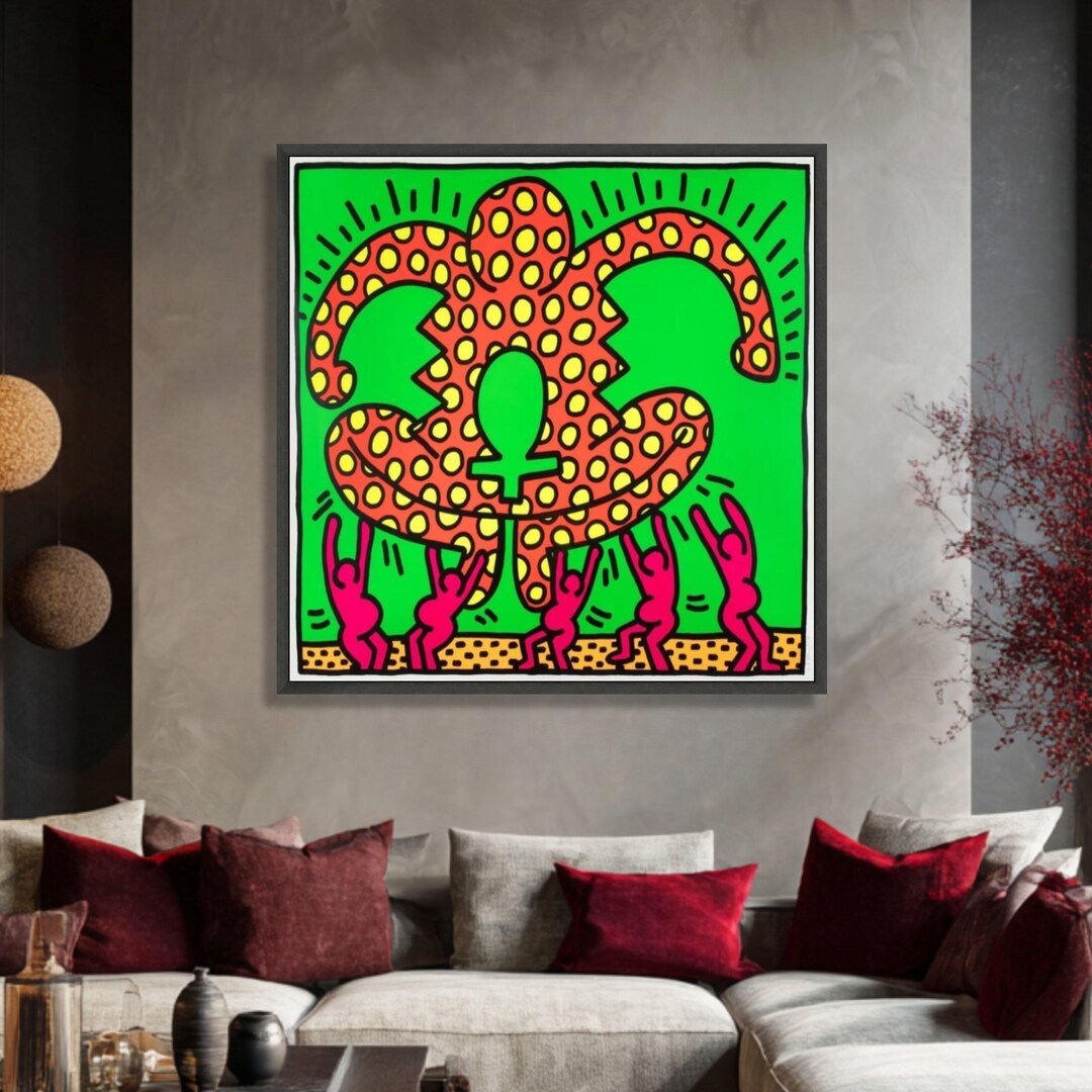 Vibrant Keith Haring Canvas, Pop Art Wall Decor, Abstract Colorful ...