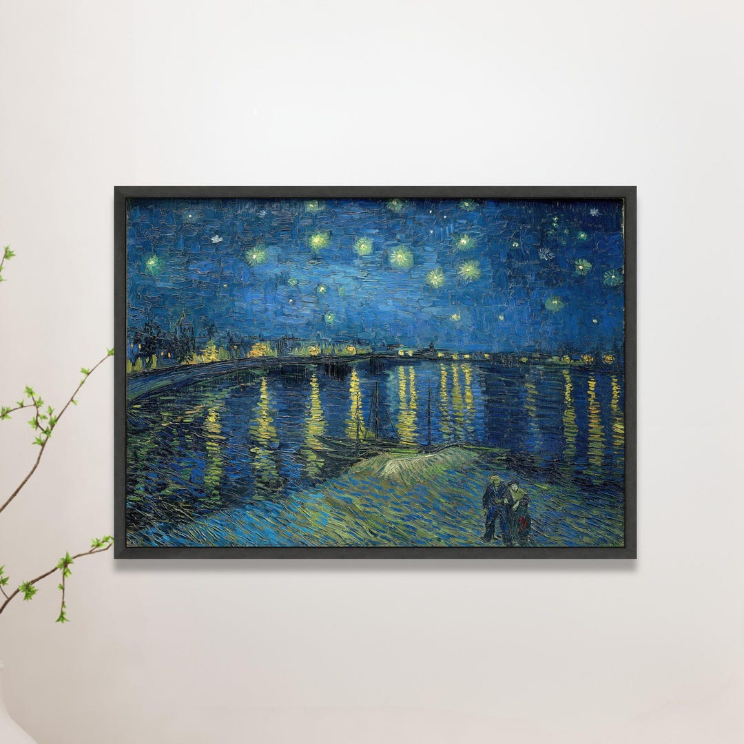 Vincent Van Gogh Starry Night River Canvas, Impressionist Landscape ...