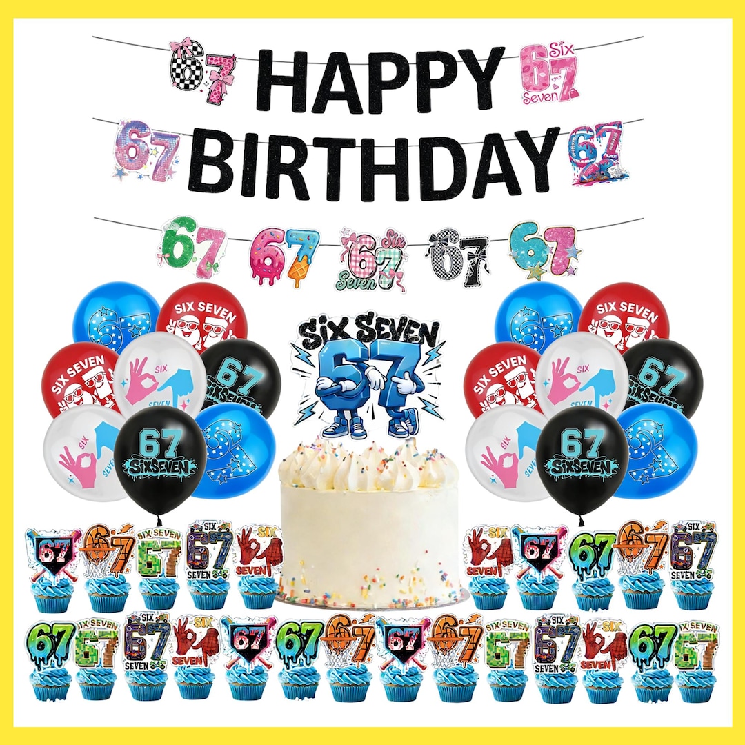 Six Seven 6 7 Inspired Birthday Party Decor-banner,cake Topper,balloon ...