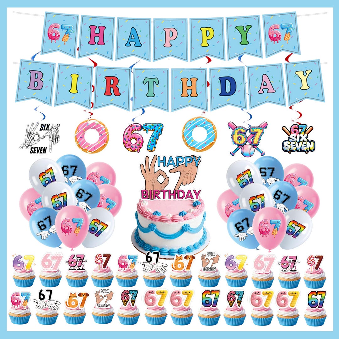 6 7 Six Seven Inspired Birthday Party Decor-banner,cake Topper,balloons ...