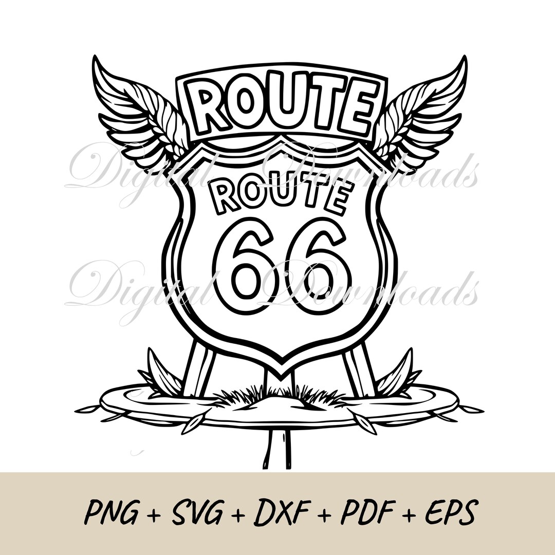 Route 66 SVG PNG Dxf Pdf Eps - Digital File for Cricut, Silhouette ...