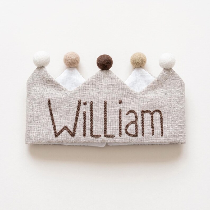 Hand Embroidered Linen Crown for Kids and Children's Birthdays ...