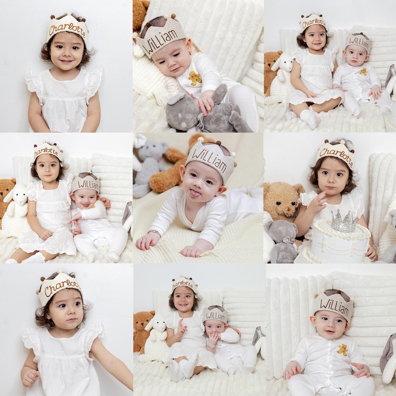 Hand Embroidered Linen Crown for Kids and Children's Birthdays ...