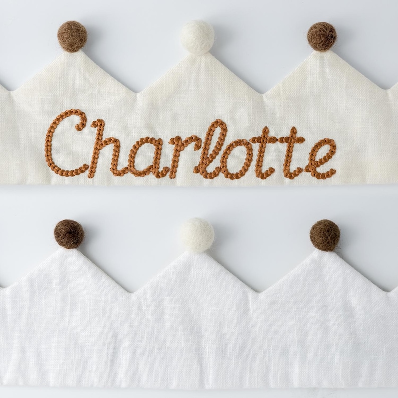 Hand Embroidered Linen Crown for Kids and Children's Birthdays ...