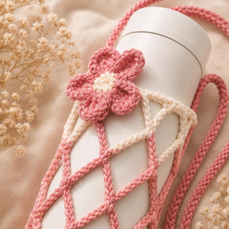 Flower Water Bottle Holder Crochet Pattern – Lightweight Accessory (PDF ...