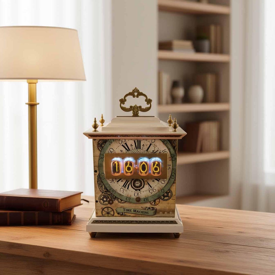 Nixie Tube Desk Clock, Time Machine, Victorian Steampunk Design - Etsy