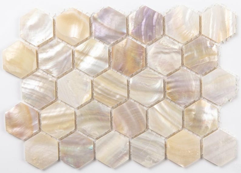 Natural Shell Mosaic Tile Samples | Set of 4 Premium Mother of Pearl ...