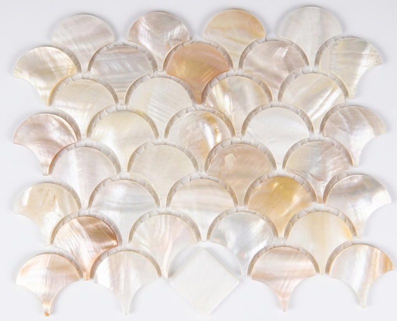 Natural Shell Mosaic Tile Samples | Set of 4 Premium Mother of Pearl ...