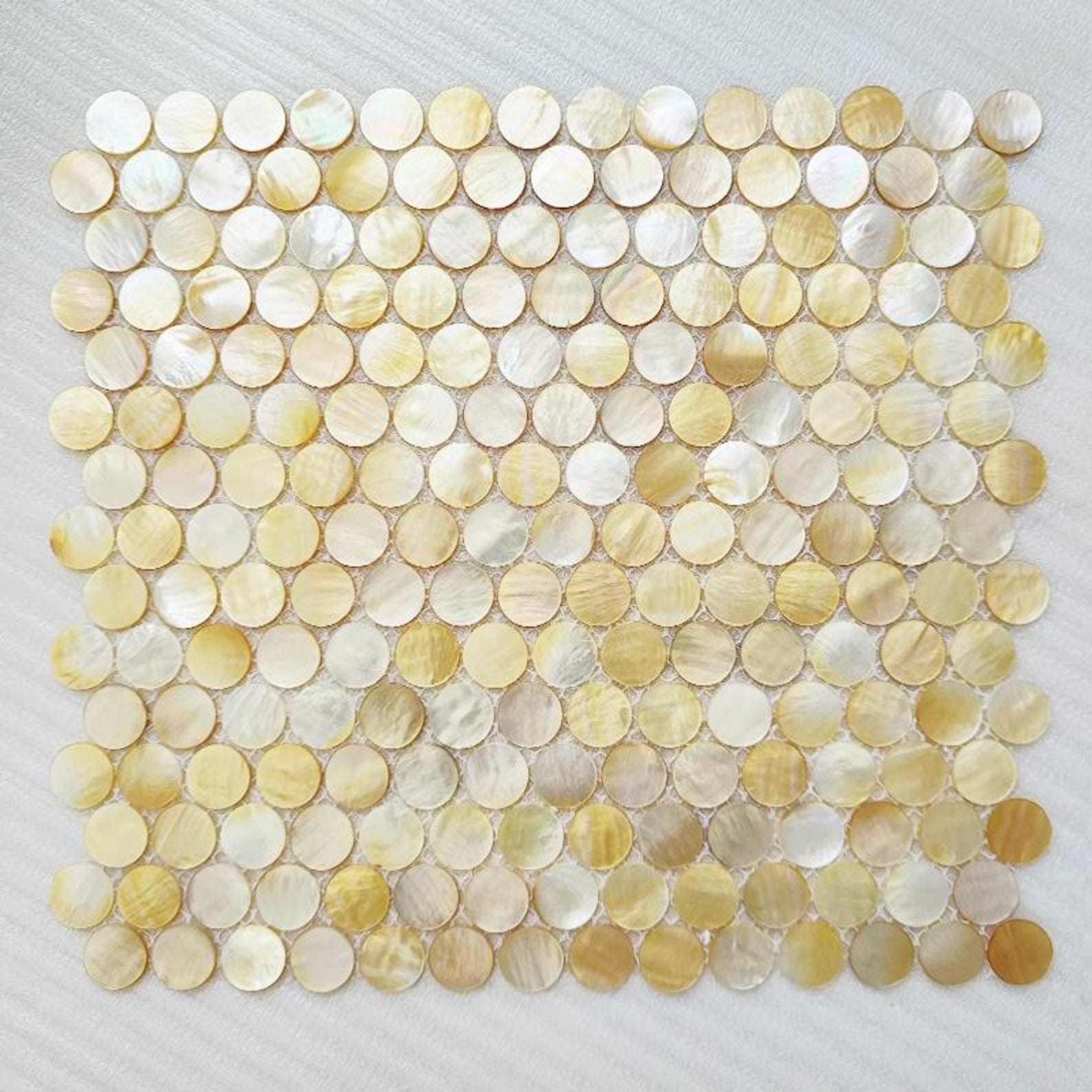 Yellow Circle Mother of Pearl Seashell Tile for Bathroom Kitchen and ...