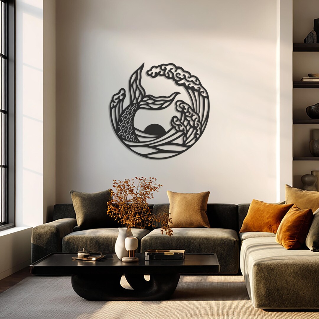 Ocean Wave Metal Wall Art, Modern Sea Themed Wall Decor, Minimalist ...