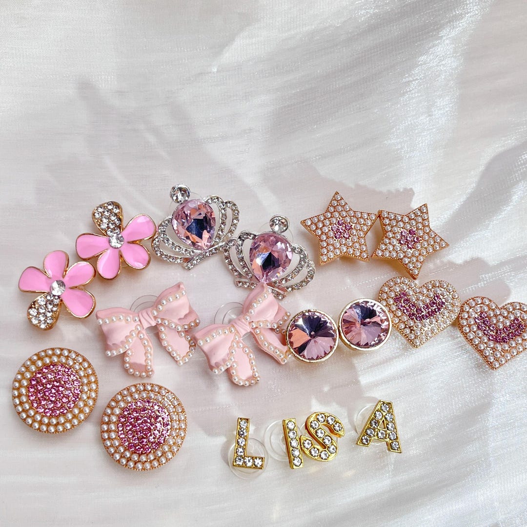 Charms for Croc,personalized Name Shoe Pins,fine Crown|bow |heart ...