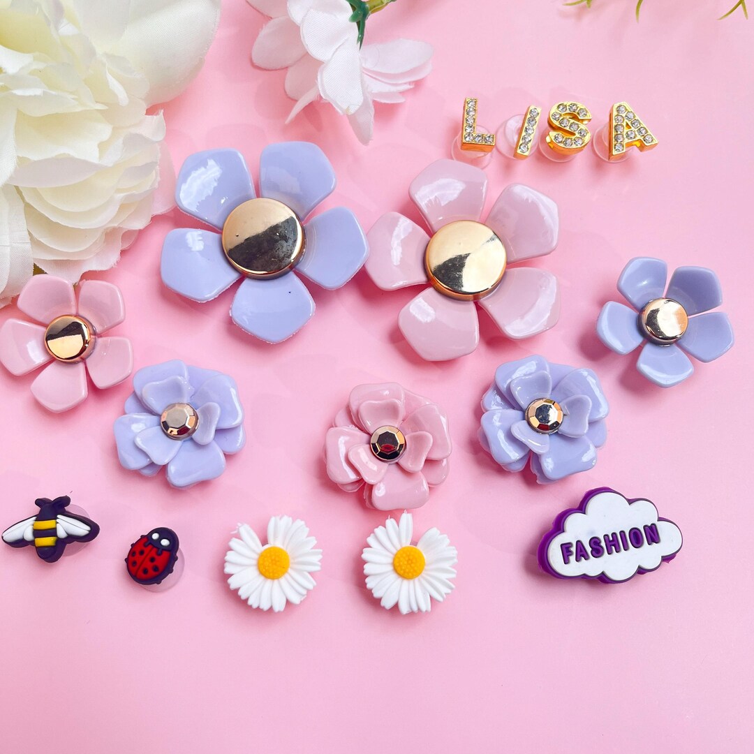 Charms for Croc,personalized Name Shoe Pins,cute Cartoon Flower&pearl ...