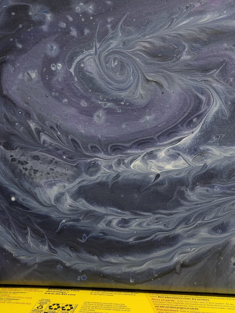 Galactic Cyclone. 12x16 Original Fluid Art. Purple, Grey & Gold Swirl ...