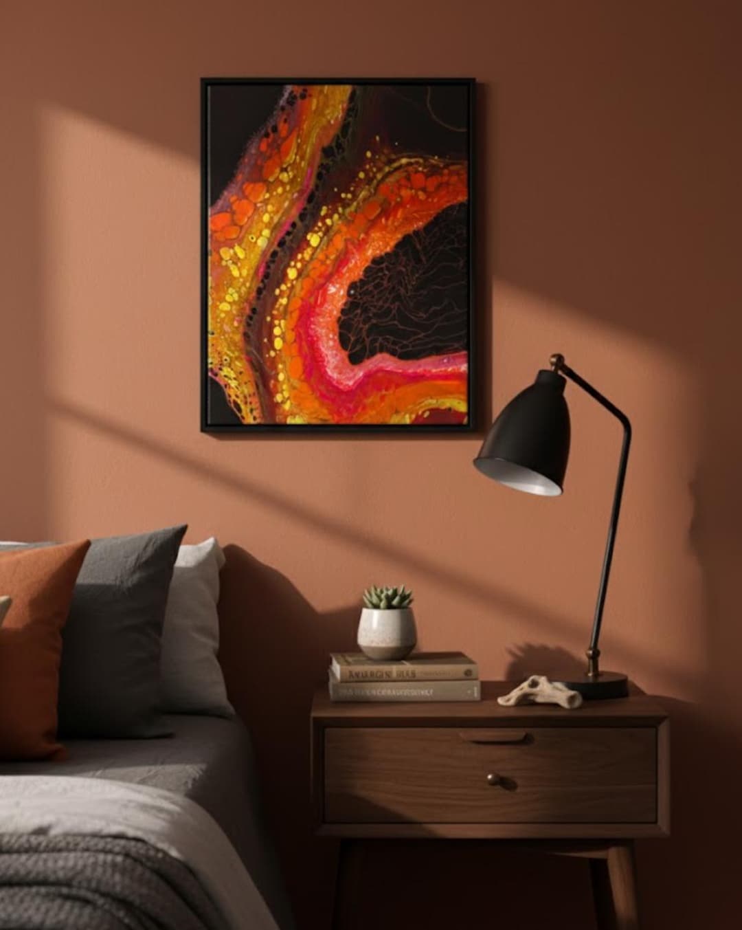 Lava Flow Original Acrylic Pour Painting | 11x14 Abstract Orange Red ...