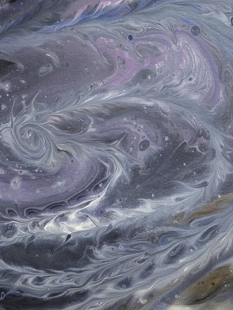 Galactic Cyclone. 12x16 Original Fluid Art. Purple, Grey & Gold Swirl ...