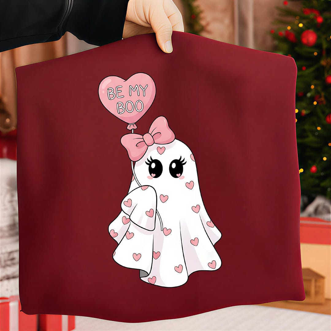 Be My Boo Ghost PNG – Cute Valentine Ghost With Hearts & Bow, Kawaii ...