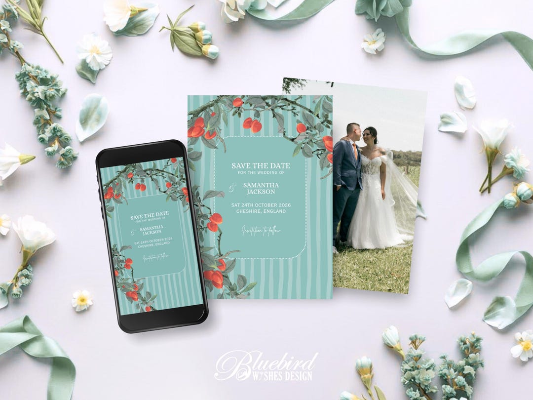 Rustic Orchard Wedding Save the Date Editable Canva Template - Etsy