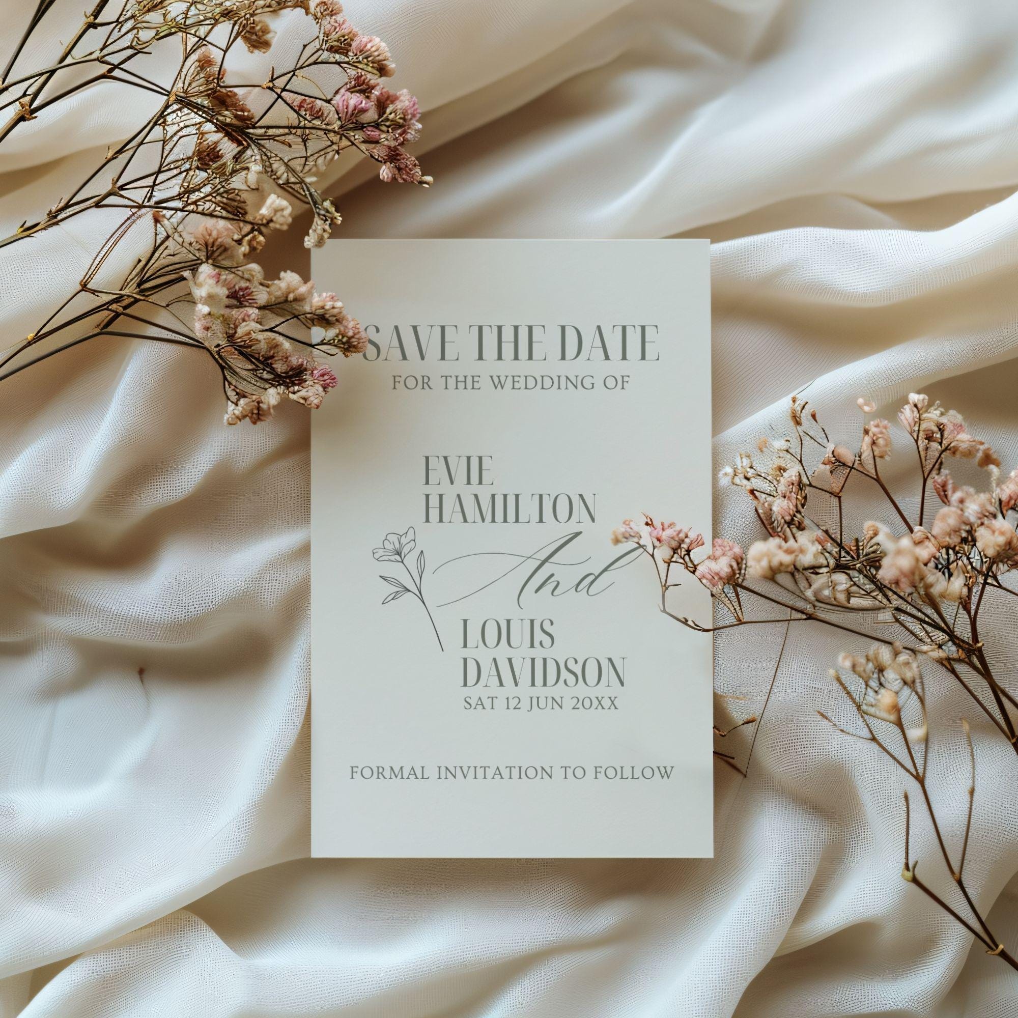 Mini Save the Date Template, A7 & 3.5x4 Wedding Save the Date Card ...