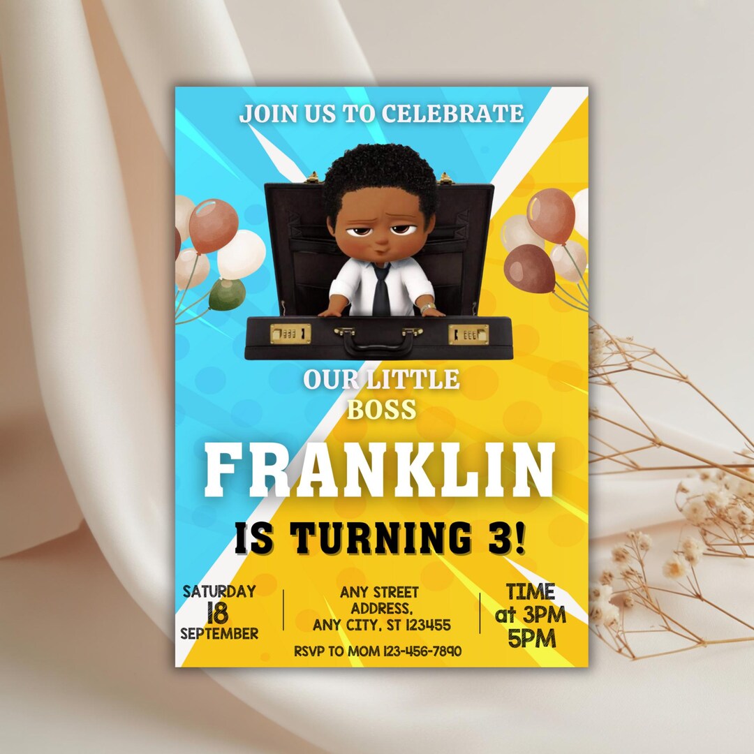 Editable Baby Boss Boy Birthday Invitation | Boss Baby Party Invitation ...