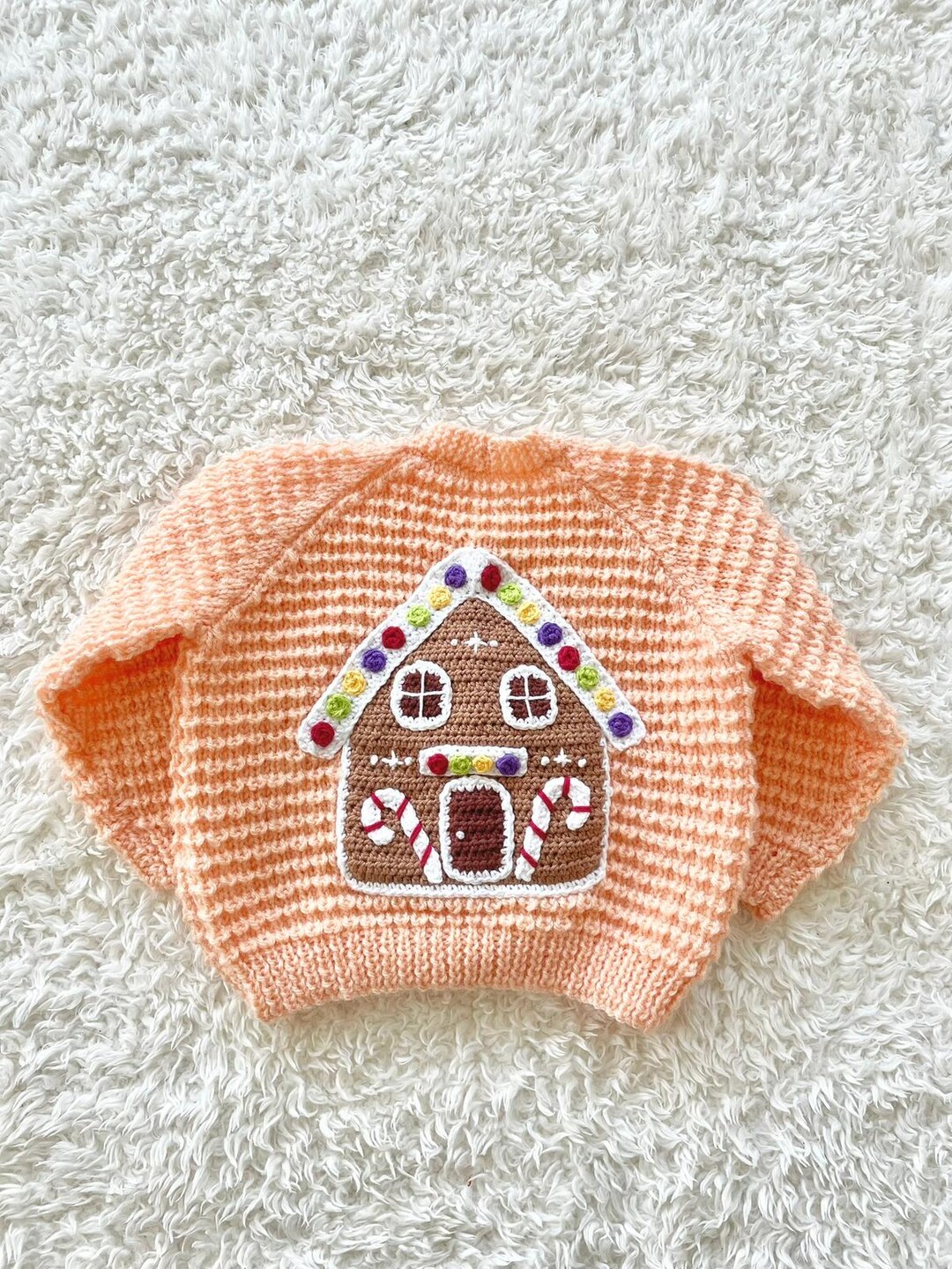 Christmas Cardigan Gingerbread House | 12-18 Months | Baby Handmade ...