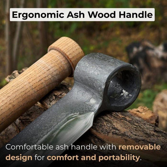 Hand-forged 52100 Carbon Steel Splitting Froe – Ash Wood Handle ...