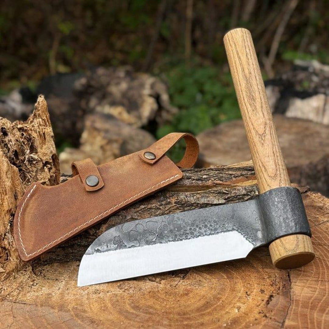 Hand-forged 52100 Carbon Steel Splitting Froe – Ash Wood Handle ...