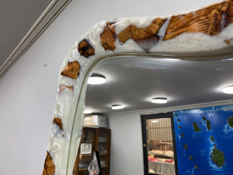 Modern Rustic Wall Mirror – Unique Organic Shaped Frame With Wood ...