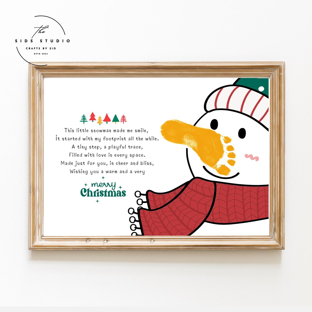 Snowman Footprint Art, Snowman Poem Footprint Craft, Snowman Carrot ...