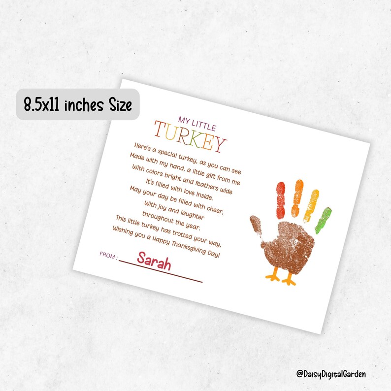 Turkey Poem Handprint Craft | Turkey Handprint Art | Autumn Handprint ...