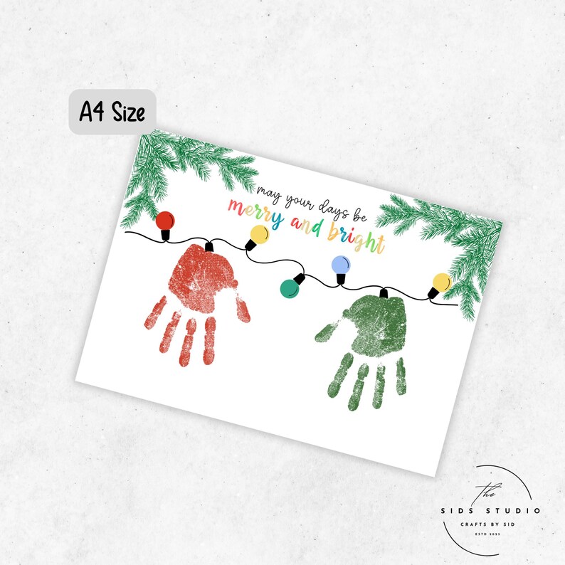 Christmas Lights Handprint Art, Merry and Bright Handprint Art ...