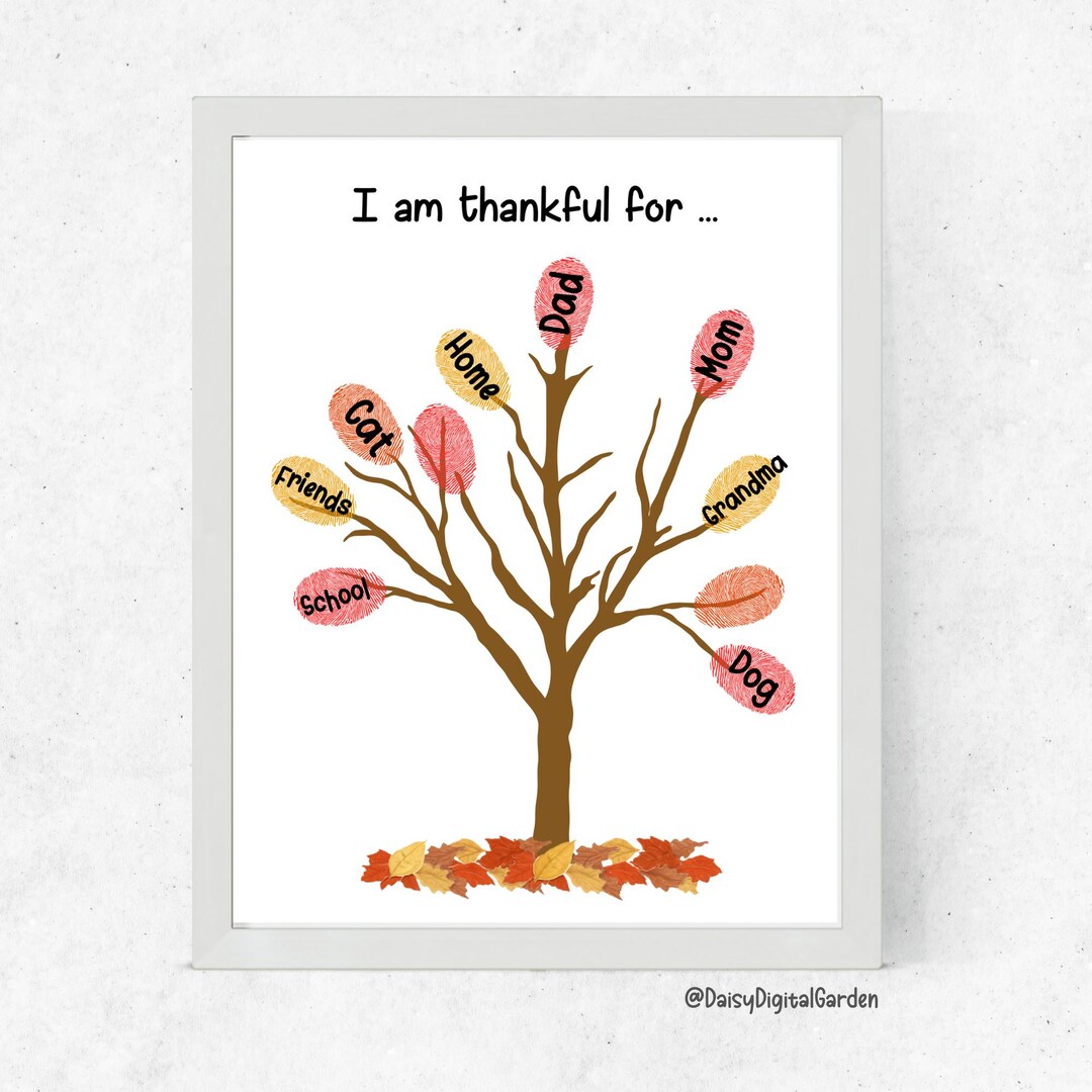 Fall Fingerprint Art | Autumn Tree Thumbprint Craft | Thanksgiving Kids ...