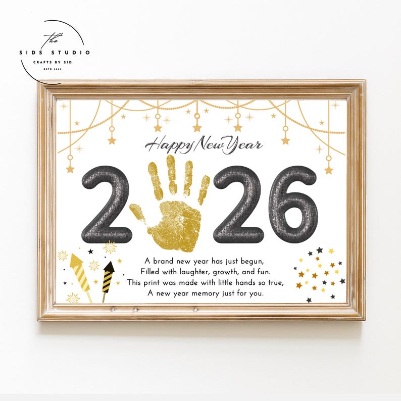 Happy New Year Handprint Craft 2026, New Year Handprint Art, 2026 Craft ...