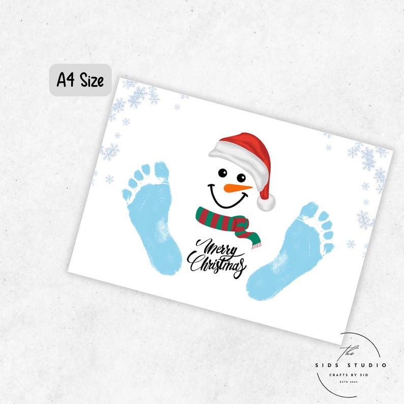 Snowman Footprint Craft, Christmas Footprint Art, Xmas Footprint Art ...