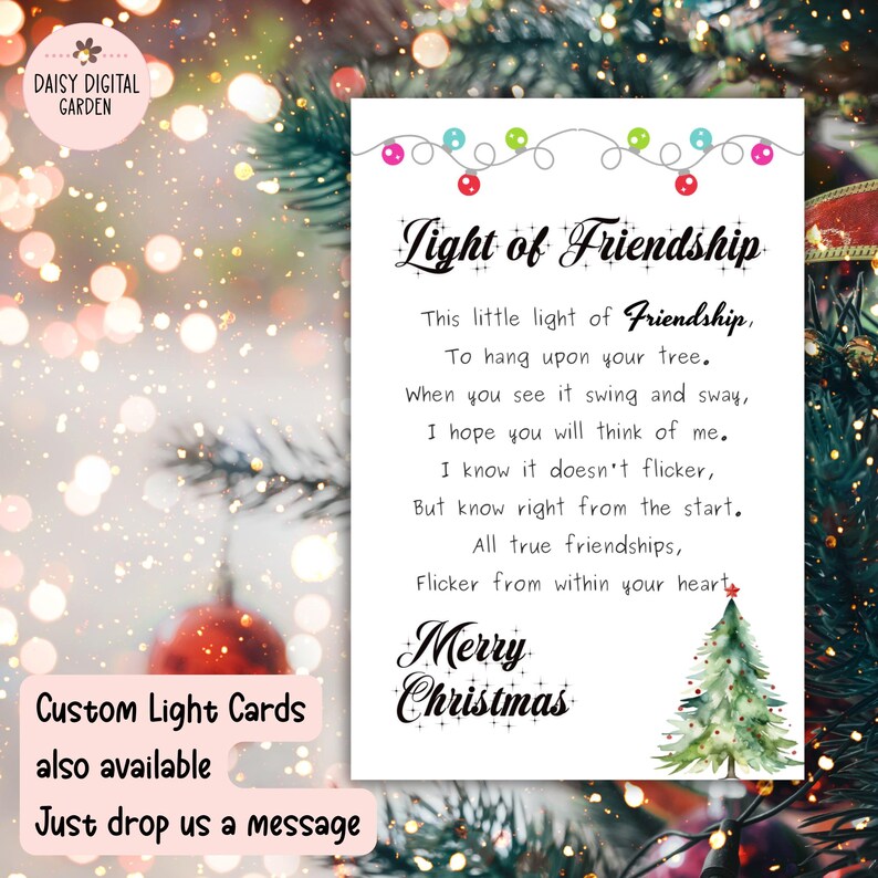 Light of Friendship Printable Poem | Christmas Friendship Card ...