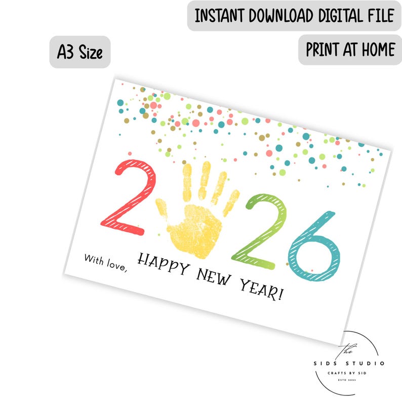Happy New Year Handprint Craft 2026, New Year Handprint Art, 2026 Craft ...