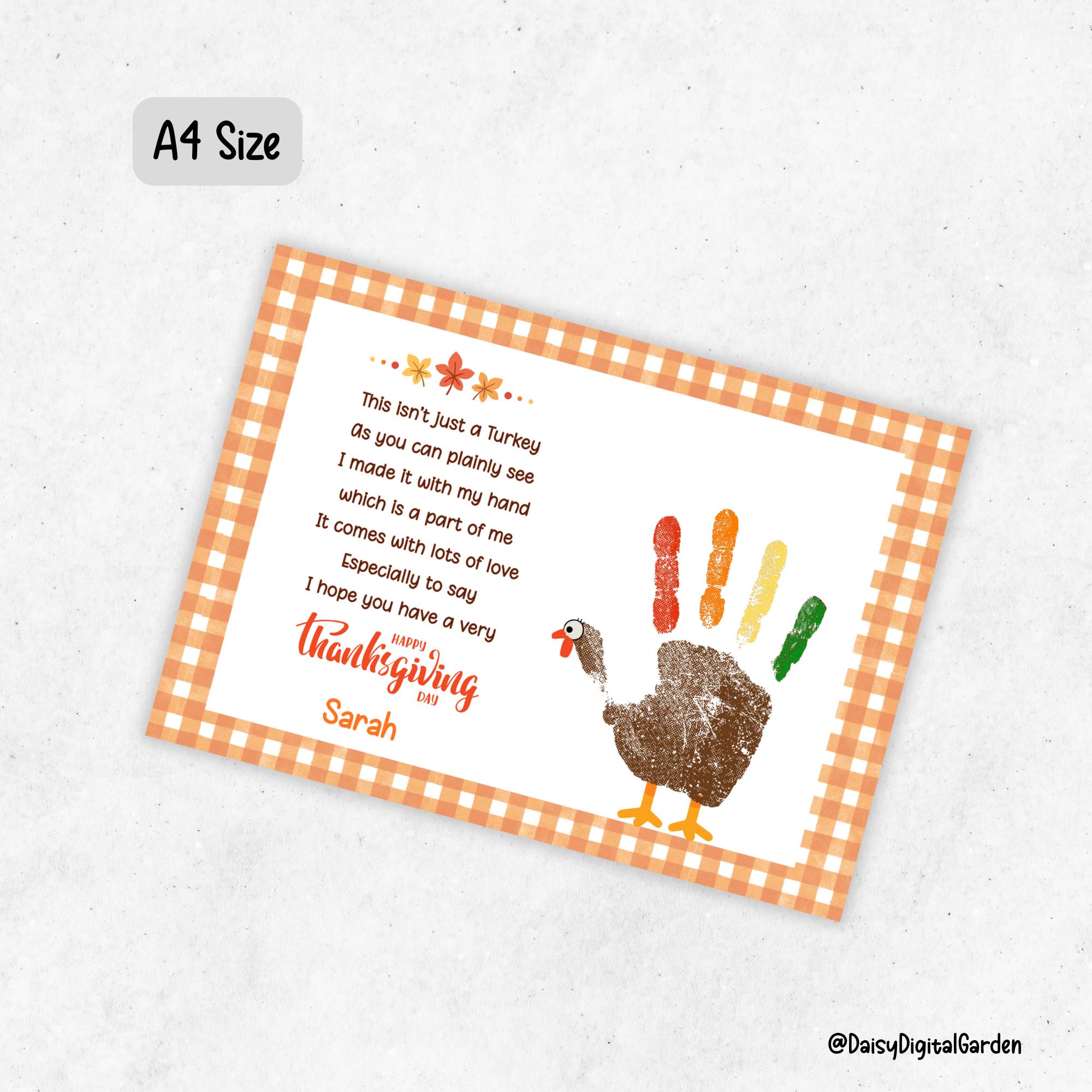 Turkey Poem Handprint Craft | Turkey Handprint Art | Autumn Handprint ...