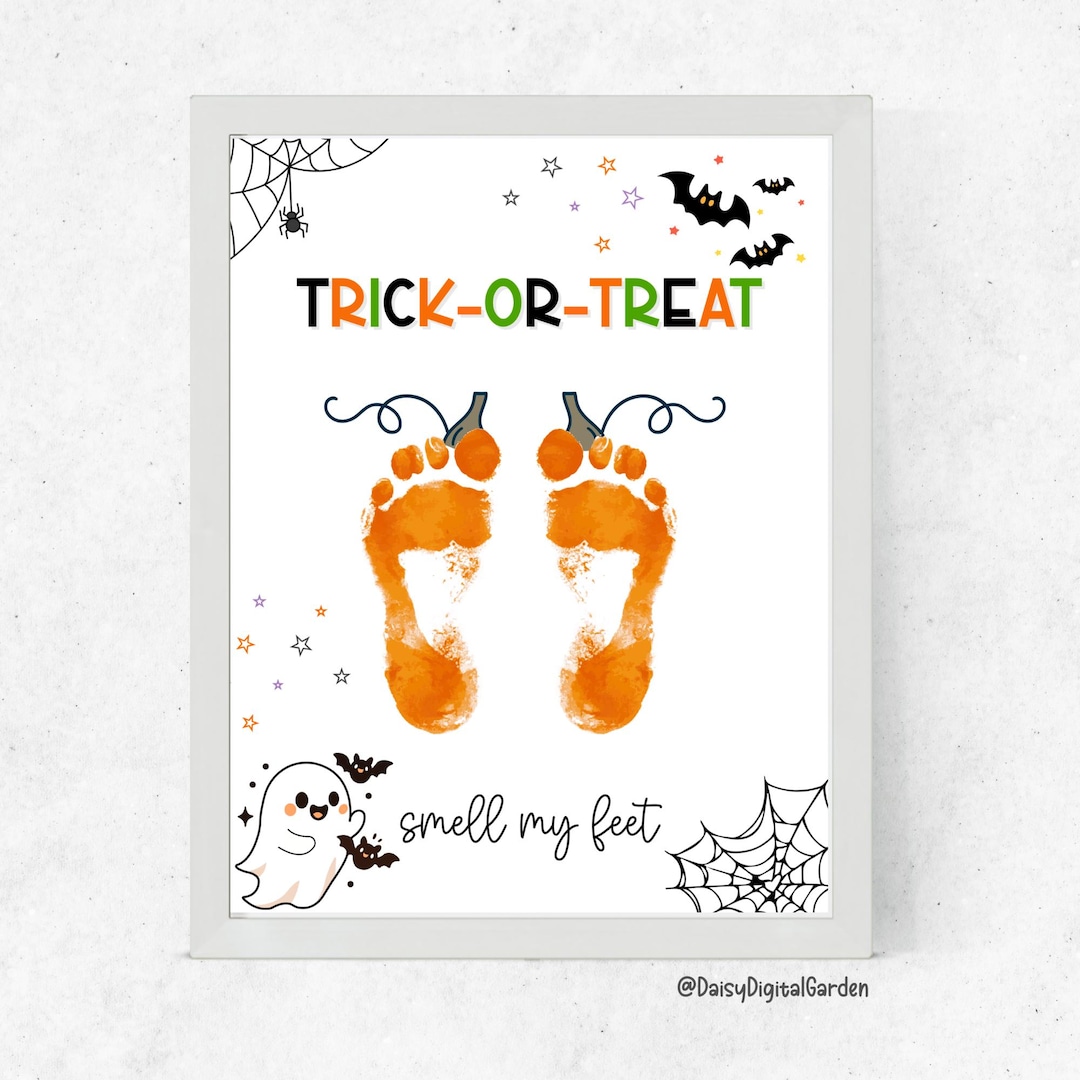 Halloween Footprint Art Craft, Halloween Footprint Art, Pumpkin ...