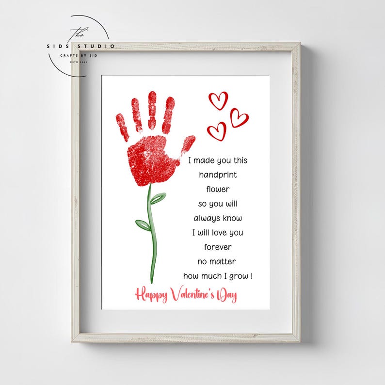 Valentine Handprint Art, Flower Handprint Craft, Mother's Day Handprint ...