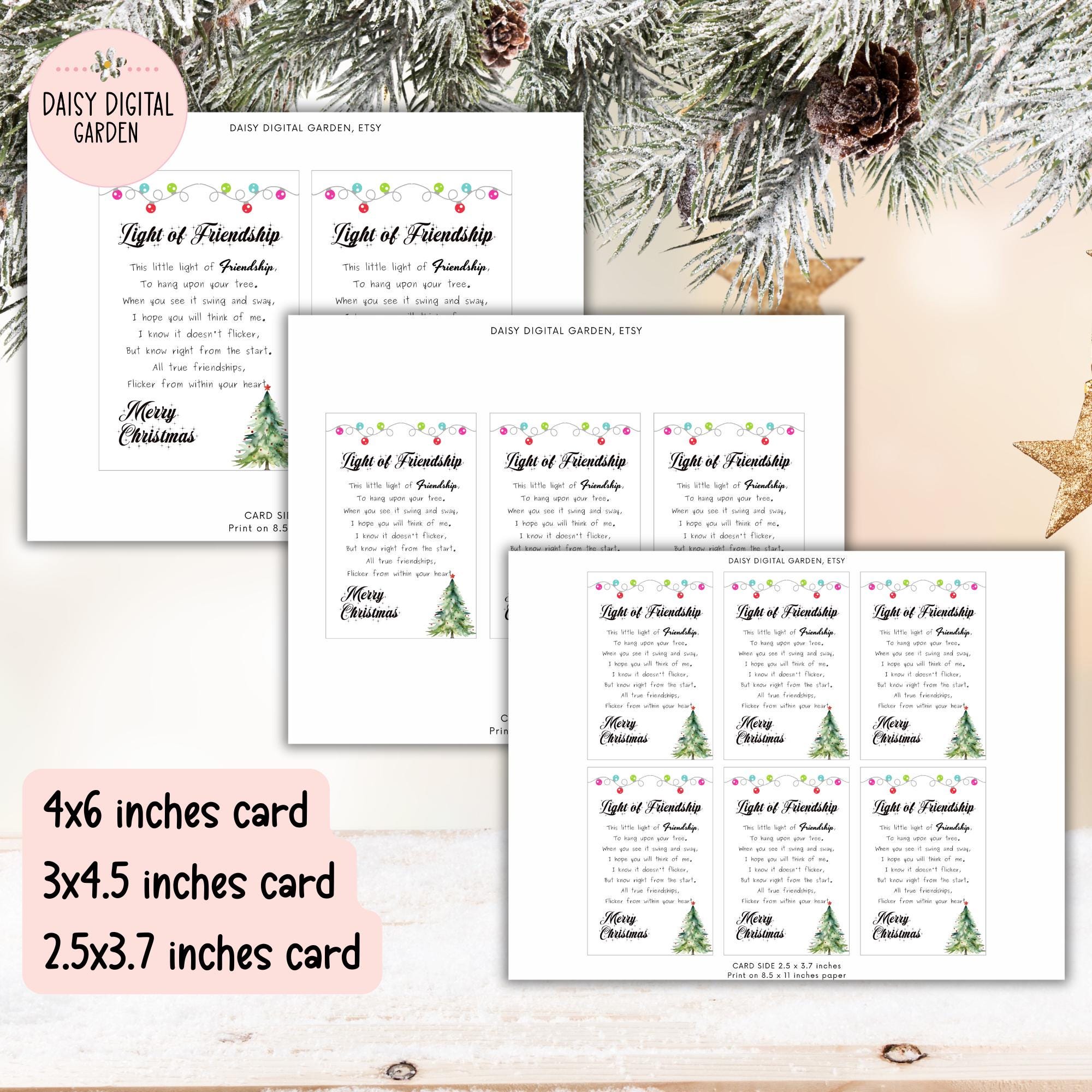 Light of Friendship Printable Poem | Christmas Friendship Card ...